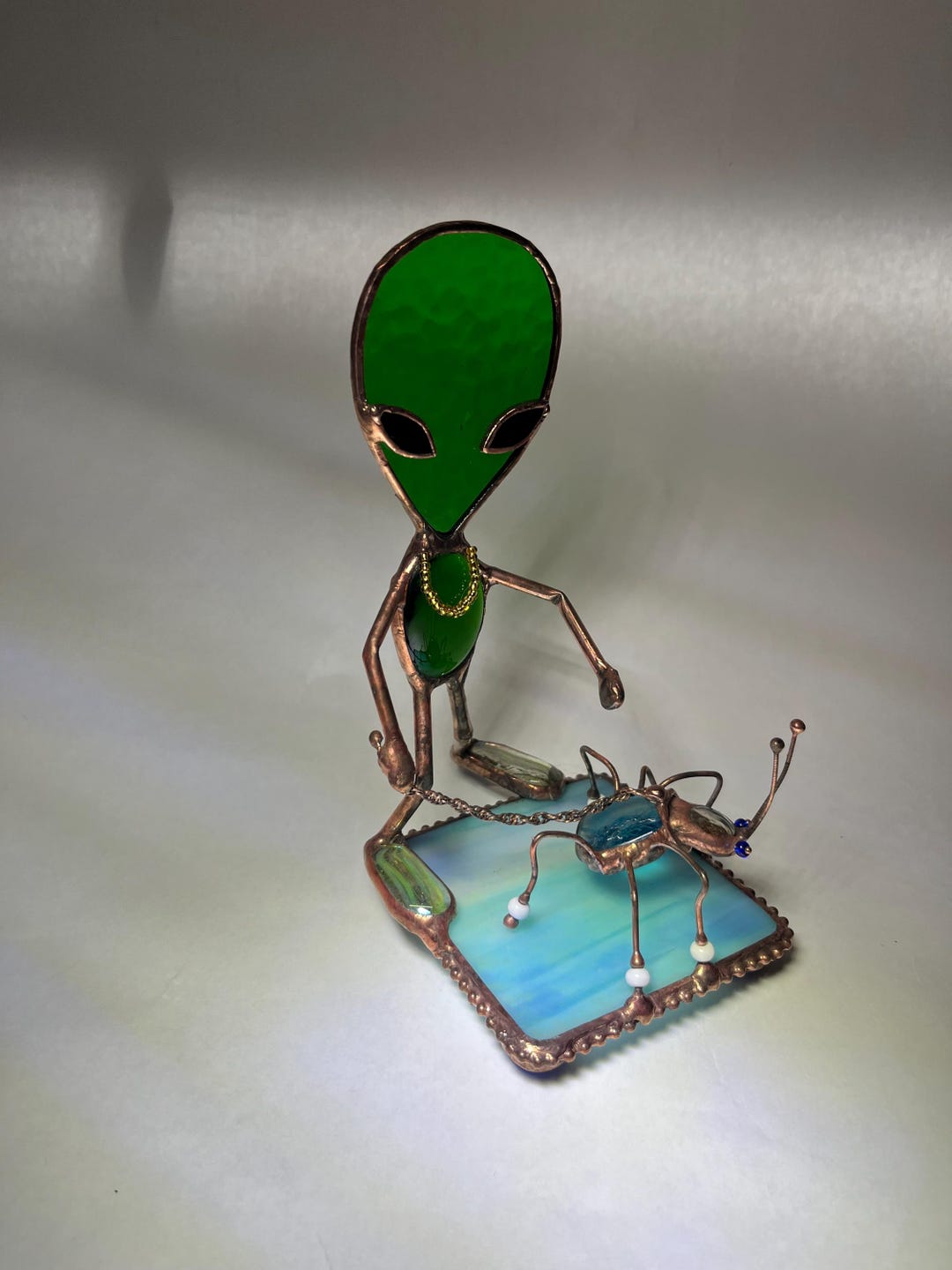 Stained Glass Alien Taking “blue” for a Walk. - Etsy