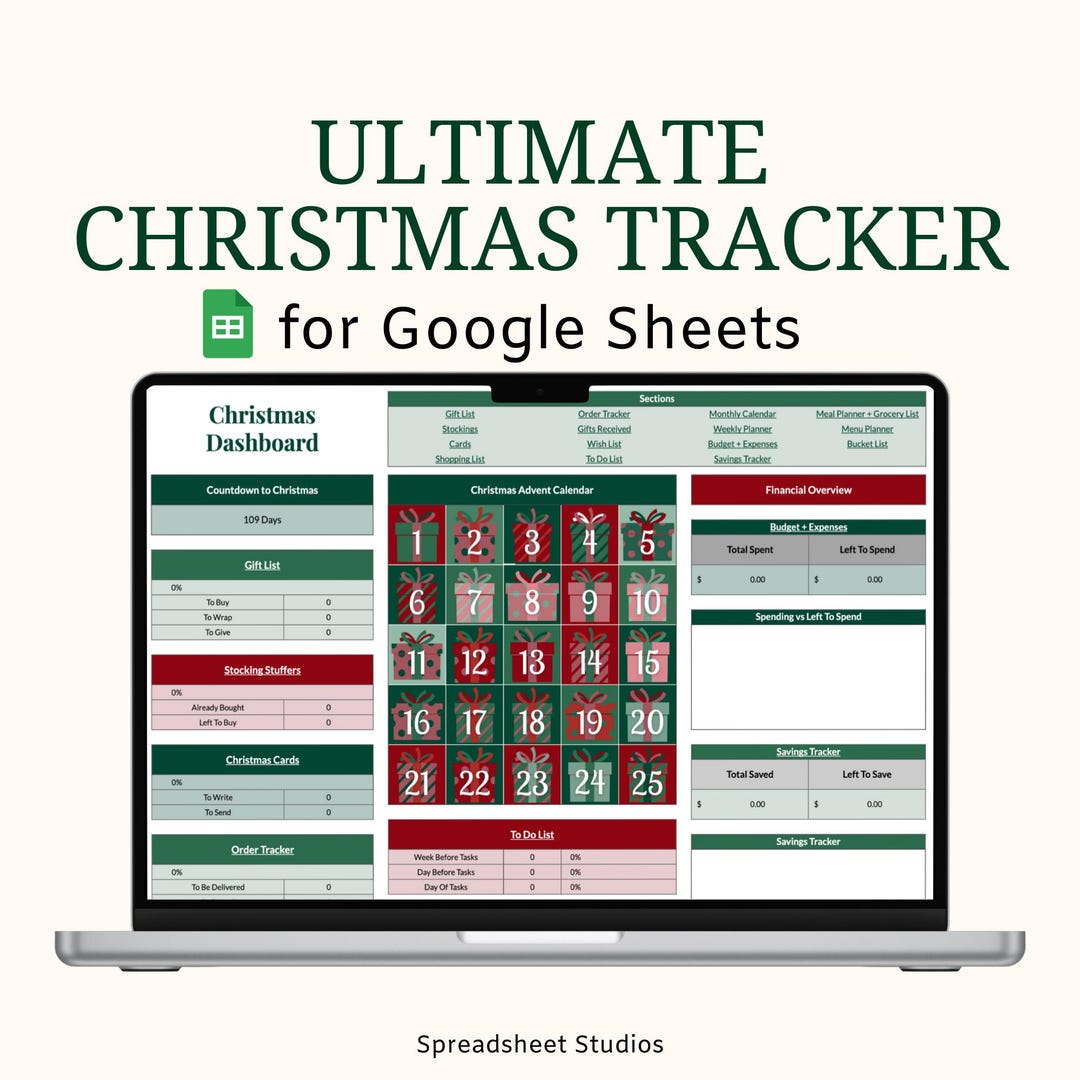 Ultimate Christmas Tracker Spreadsheet Google Sheets, Gift Tracker ...