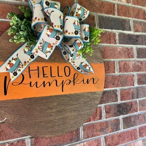 Hello Pumpkin Door Sign Pumpkin Stained Orange Fall Wreath Hello ...