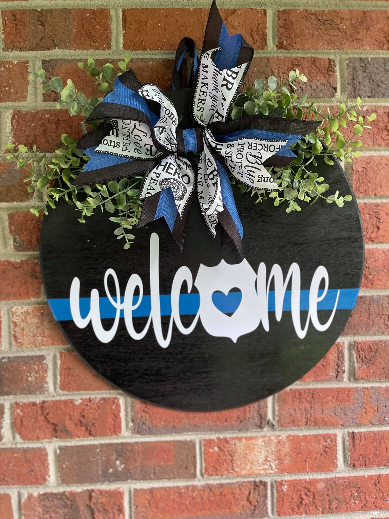 Law Enforcement Door Hanger First Responder Wreath Attachments Back The ...