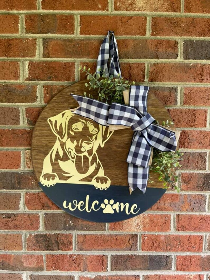 Pet Door Sign Poodle Wreath Dog Door Decor Dogs Welcome - Etsy