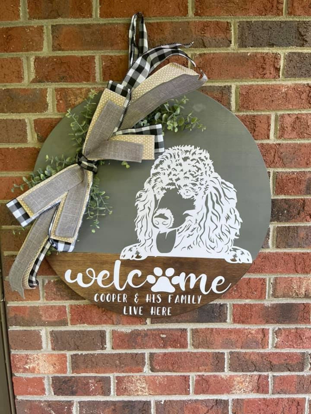 Pet Door Sign Poodle Wreath Dog Door Decor Dogs Welcome - Etsy