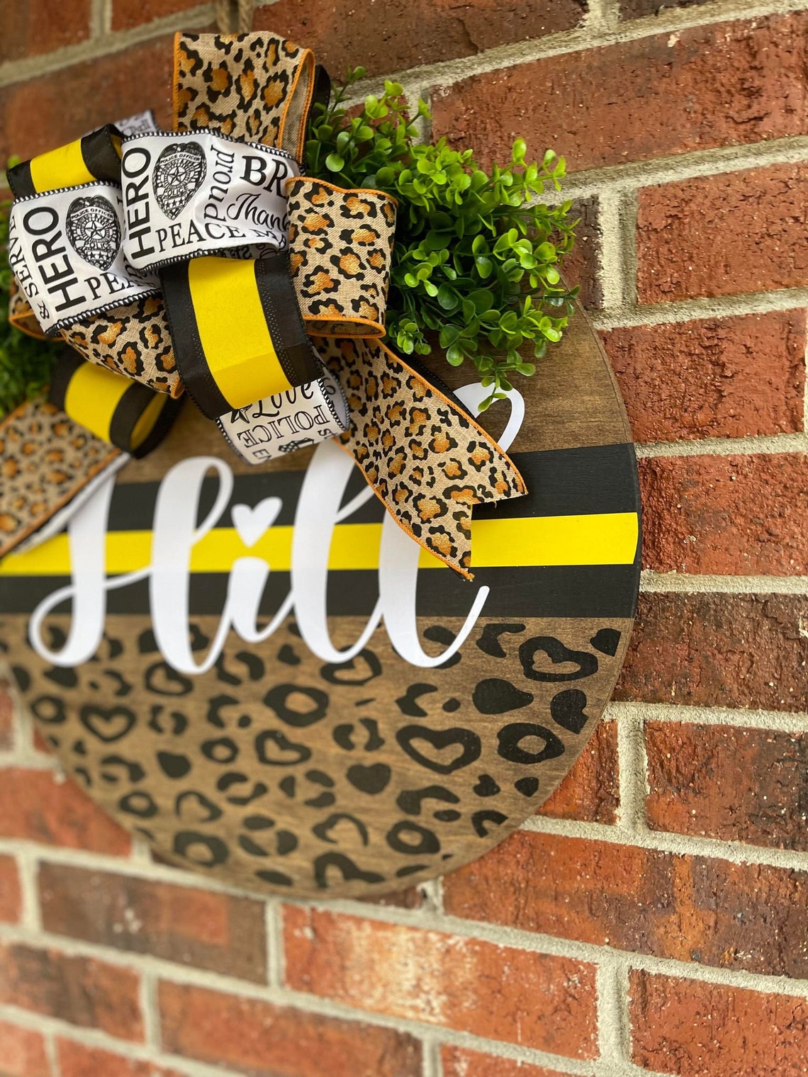 Thin Yellow Line Wreath/thin Yellow Line Door Sign/first - Etsy