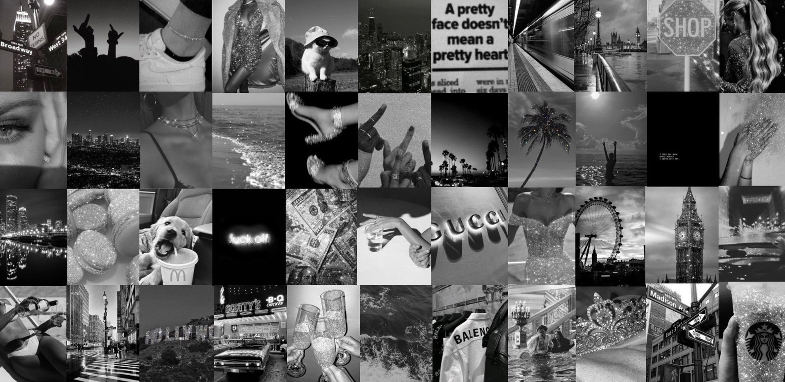 Black and White Wall Collage Kit, Wall Collage, Bad Bitch Aesthetic ...