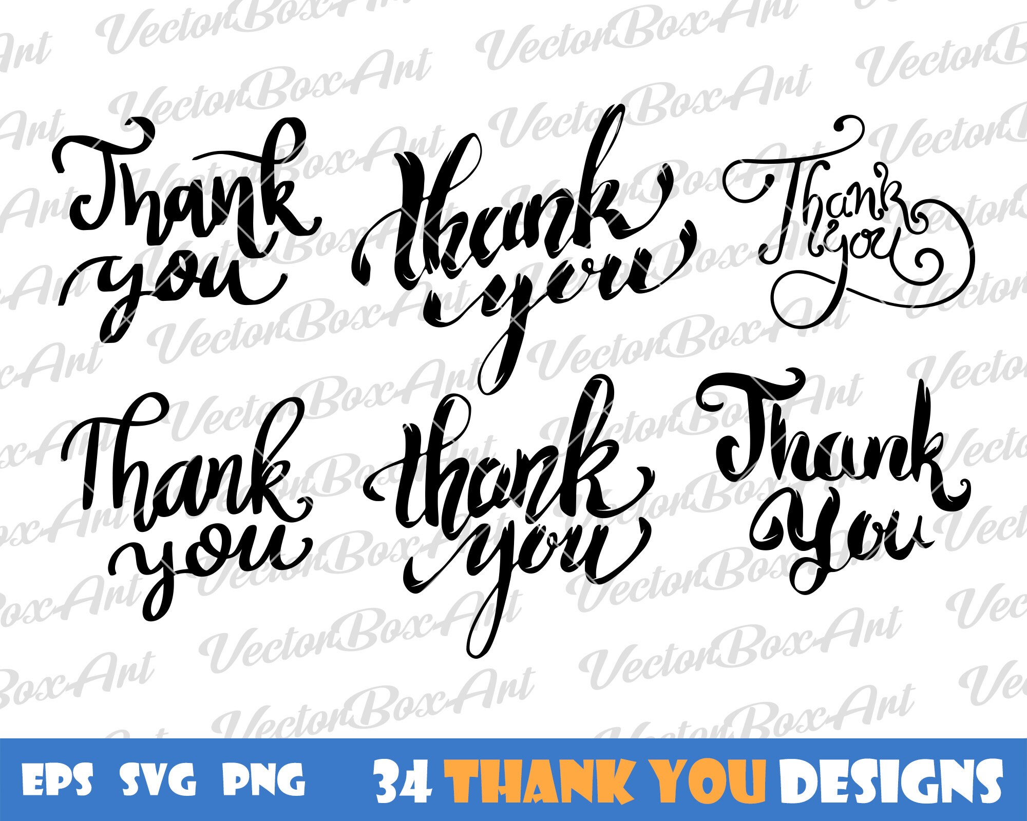 34 Thank You Lettering Bundle, Thank You Svg, Thank You Cut Files ...