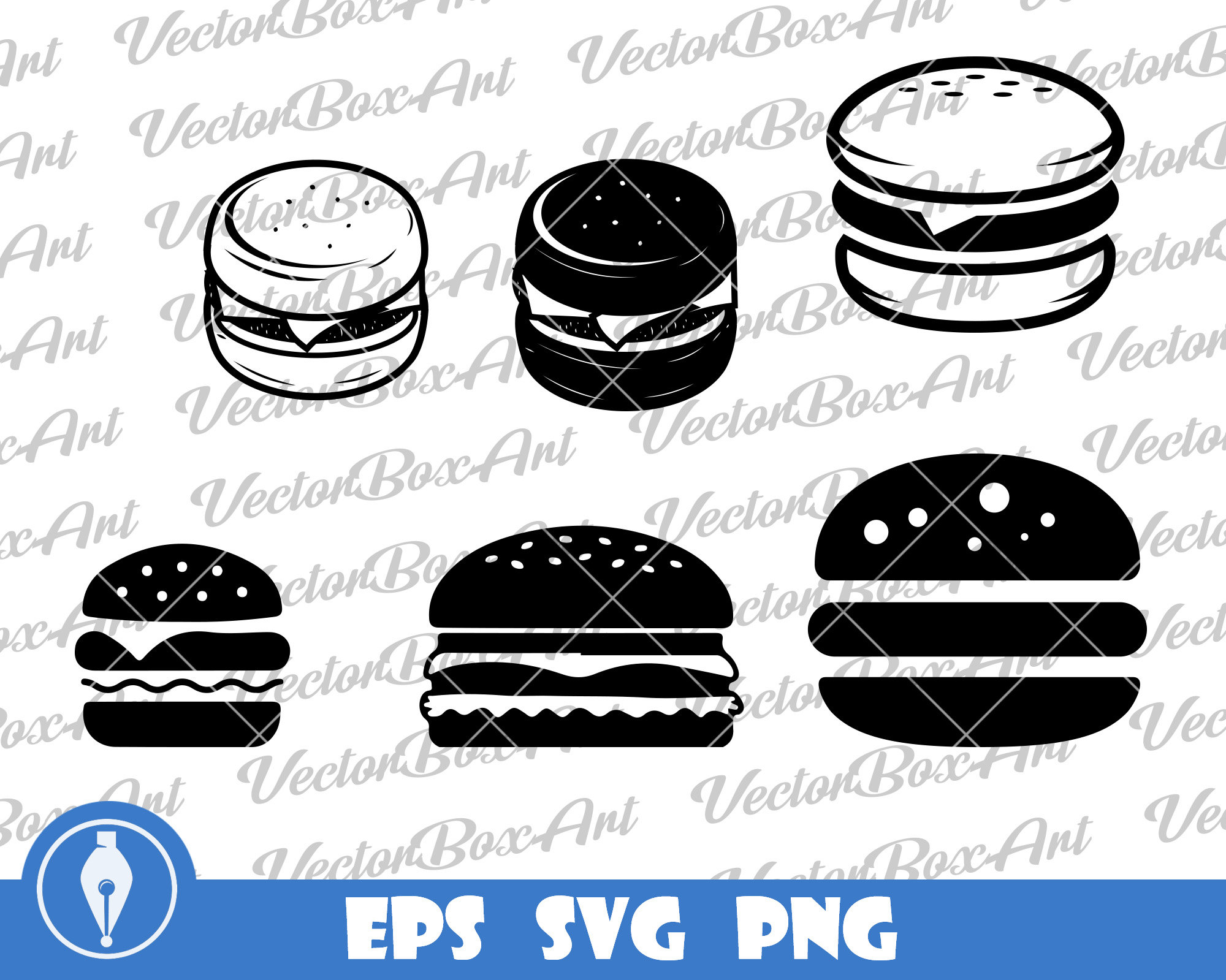 Burger Svg Bundle, Urger Clipart, Burger Png, Burger Vector, Burger Svg ...