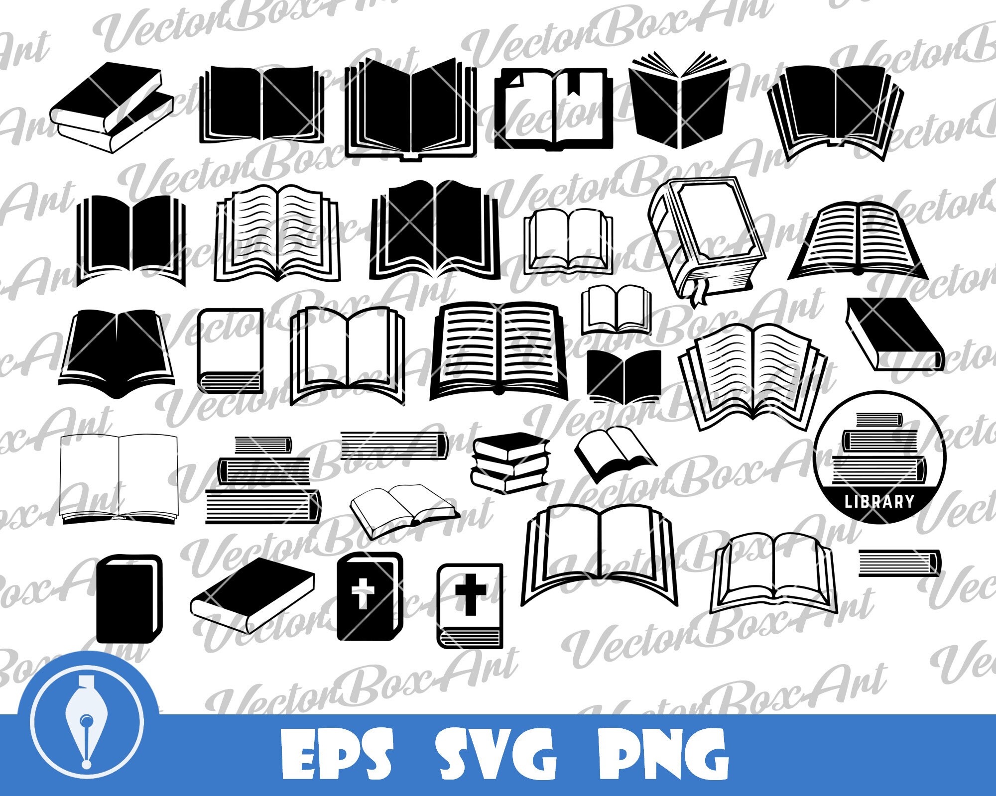 Book Clipart, Book Svg, Books Svg Bundle, Book Logo, Library Svg, Books ...