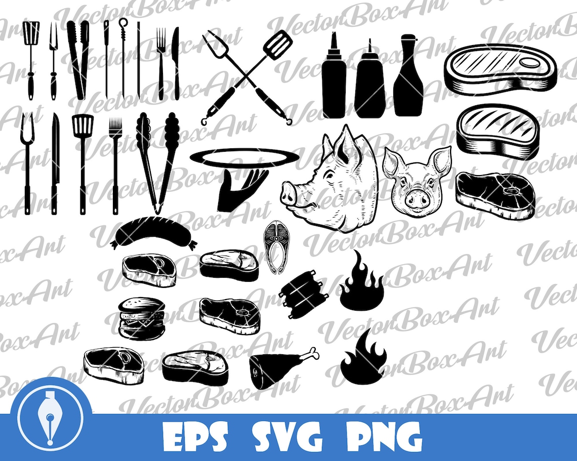 BBQ Svg, BBQ Clipart Bundle, Grill Png, Grill Clipart Png, Bbq Vector ...