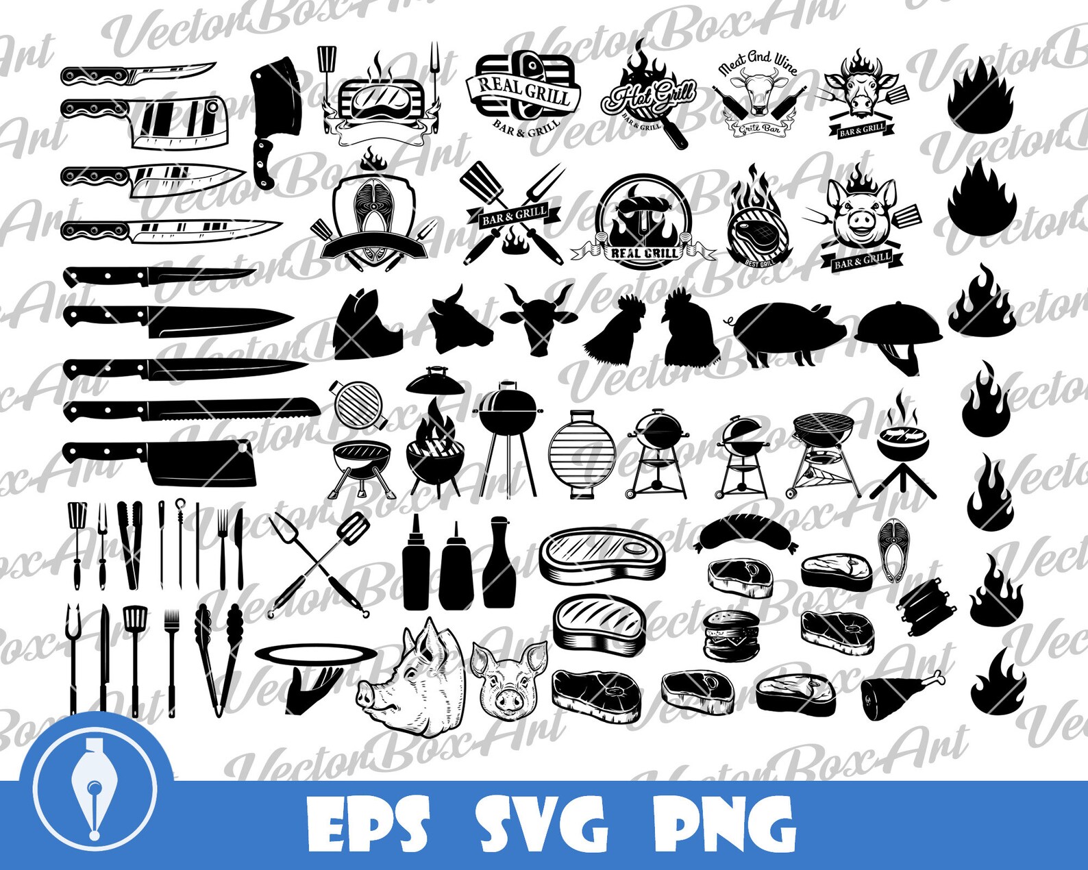 BBQ Svg, BBQ Clipart Bundle, Grill Png, Grill Clipart Png, Bbq Vector ...