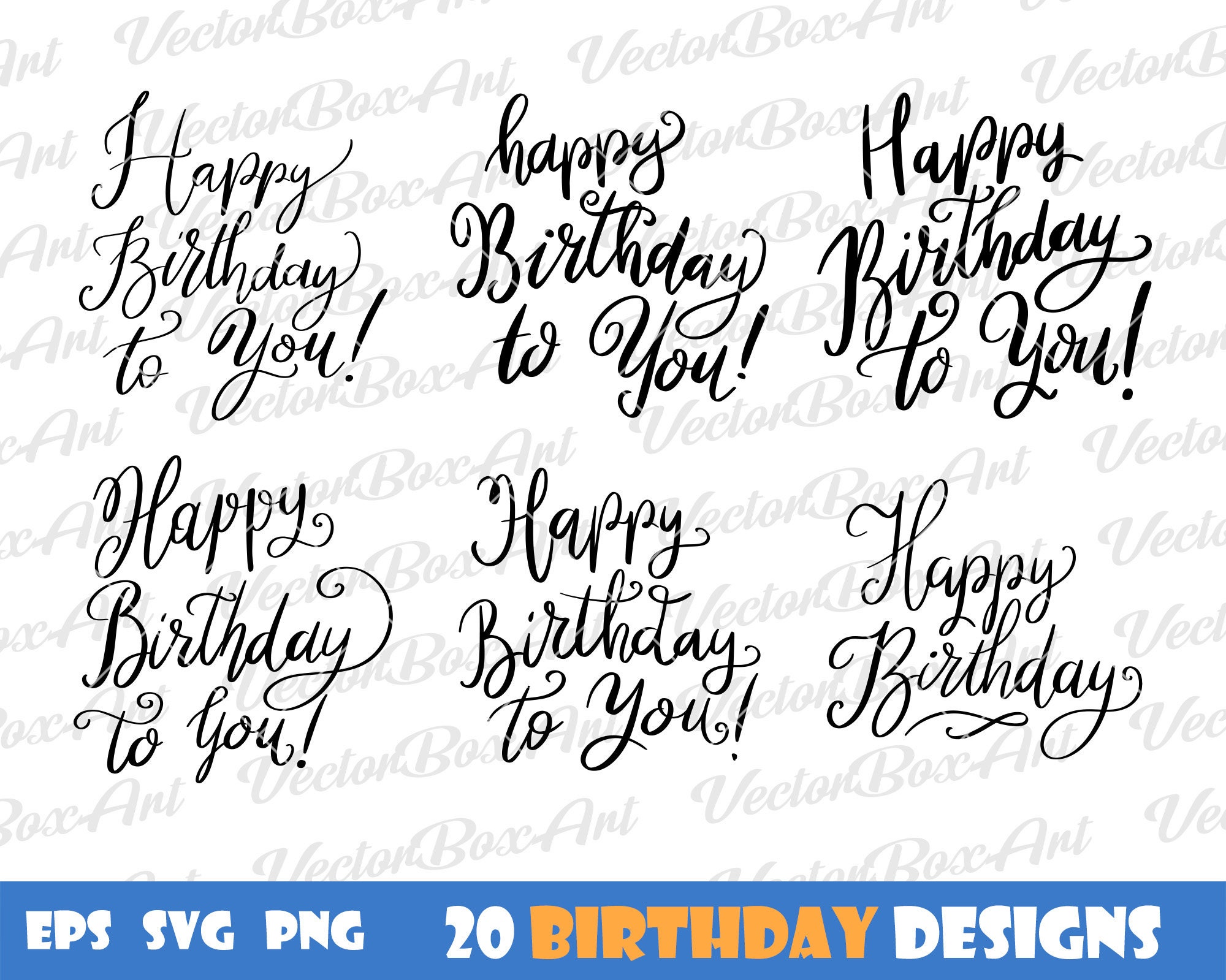 20 Happy Birthday Designs Svg, Birthday Lettering Phrases Png, Happy ...