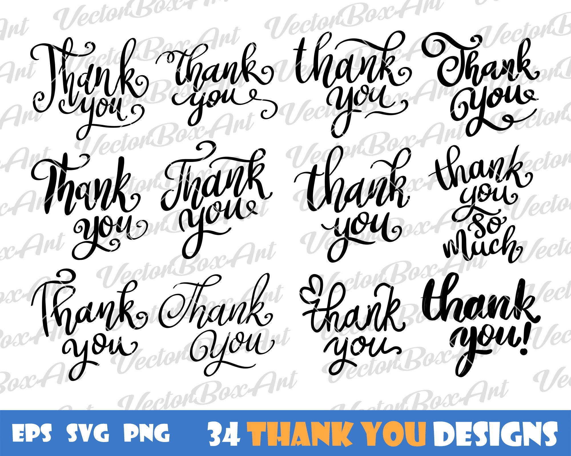 34 Thank You Lettering Bundle, Thank You Svg, Thank You Cut Files ...