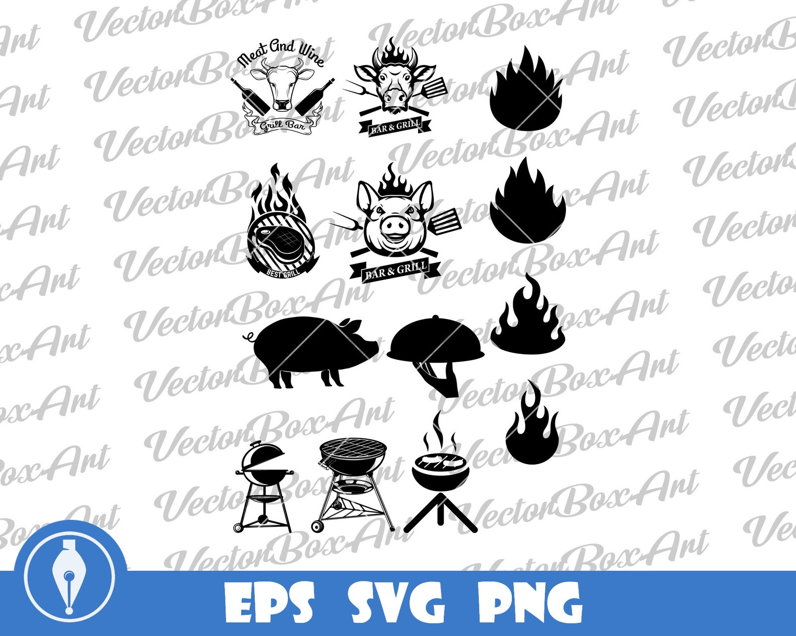 BBQ Svg, BBQ Clipart Bundle, Grill Png, Grill Clipart Png, Bbq Vector ...
