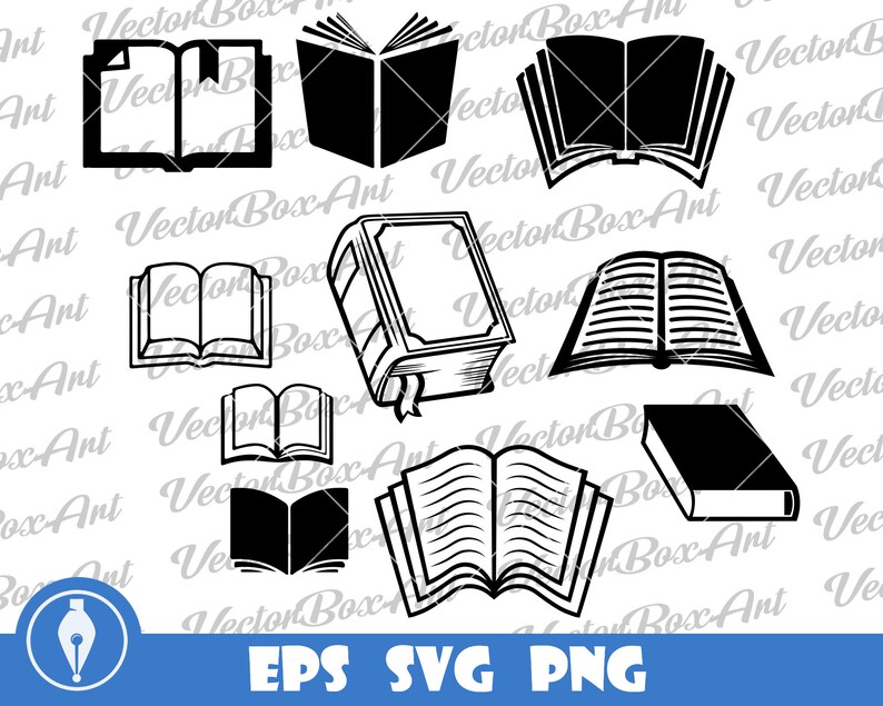 Livre clipart, livre svg, bundle svg livres, livre logo, bibliothèque ...