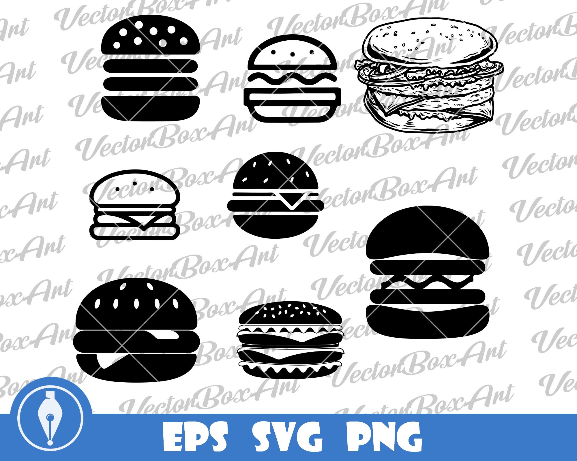 Burger Svg Bundle, Urger Clipart, Burger Png, Burger Vector, Burger Svg ...