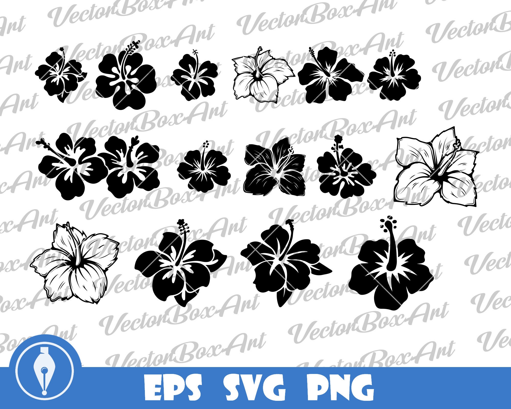 Hibiscus Clipart, Hibiscus Monogram, Hibiscus Svg, Hibiscus Svg Bundle ...