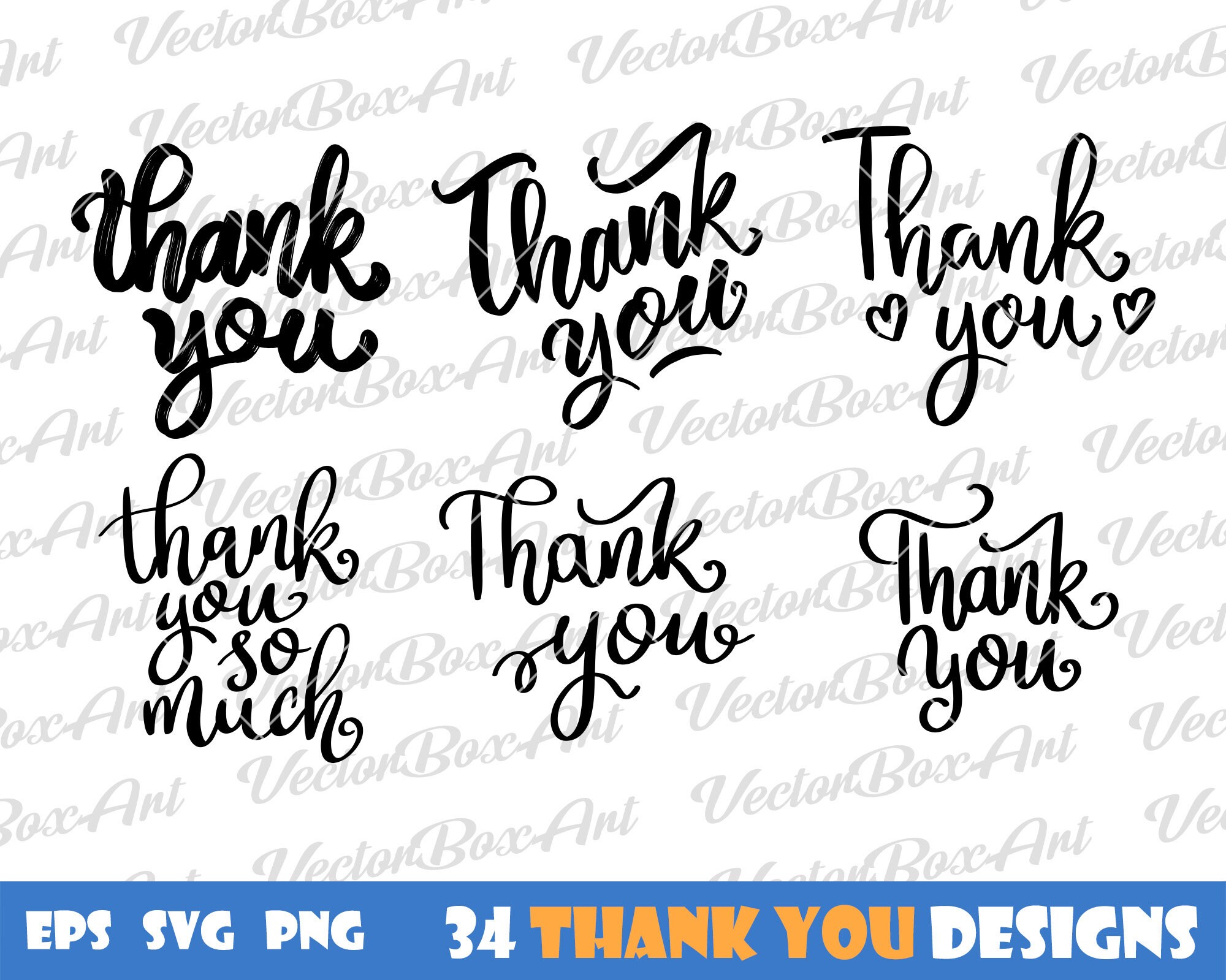 34 Thank You Lettering Bundle, Thank You Svg, Thank You Cut Files ...