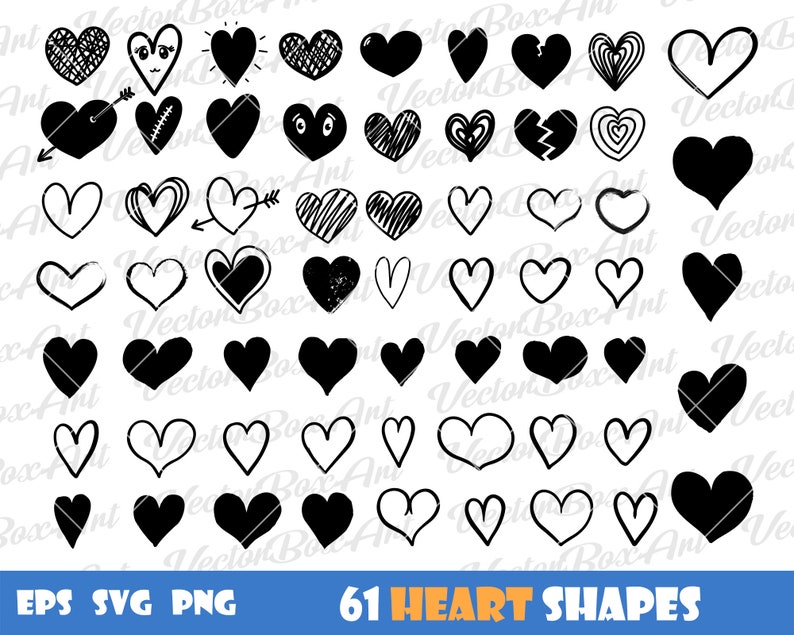 61 Heart Shapes, Heart Svg, Hand Drawn Heart Svg, Open Heart Svg ...