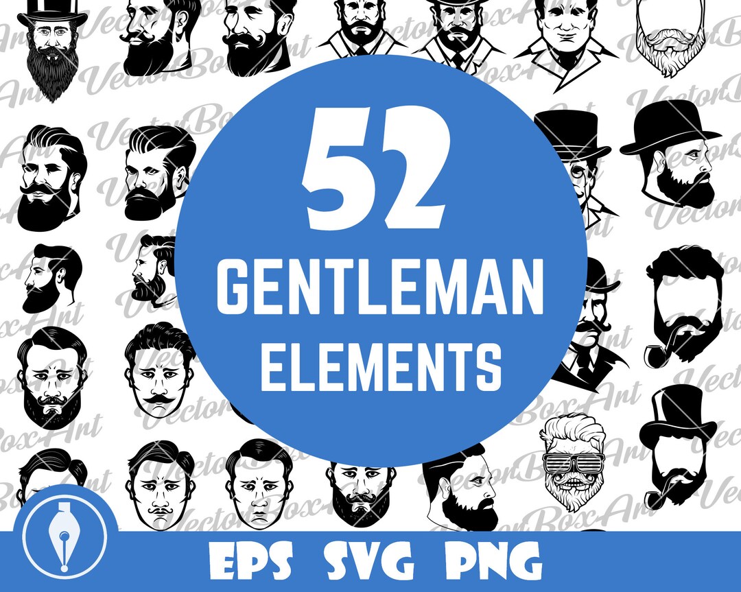 Gentleman Illustration Svg, Gentleman Bundle Clipart, Hipster Set Svg ...