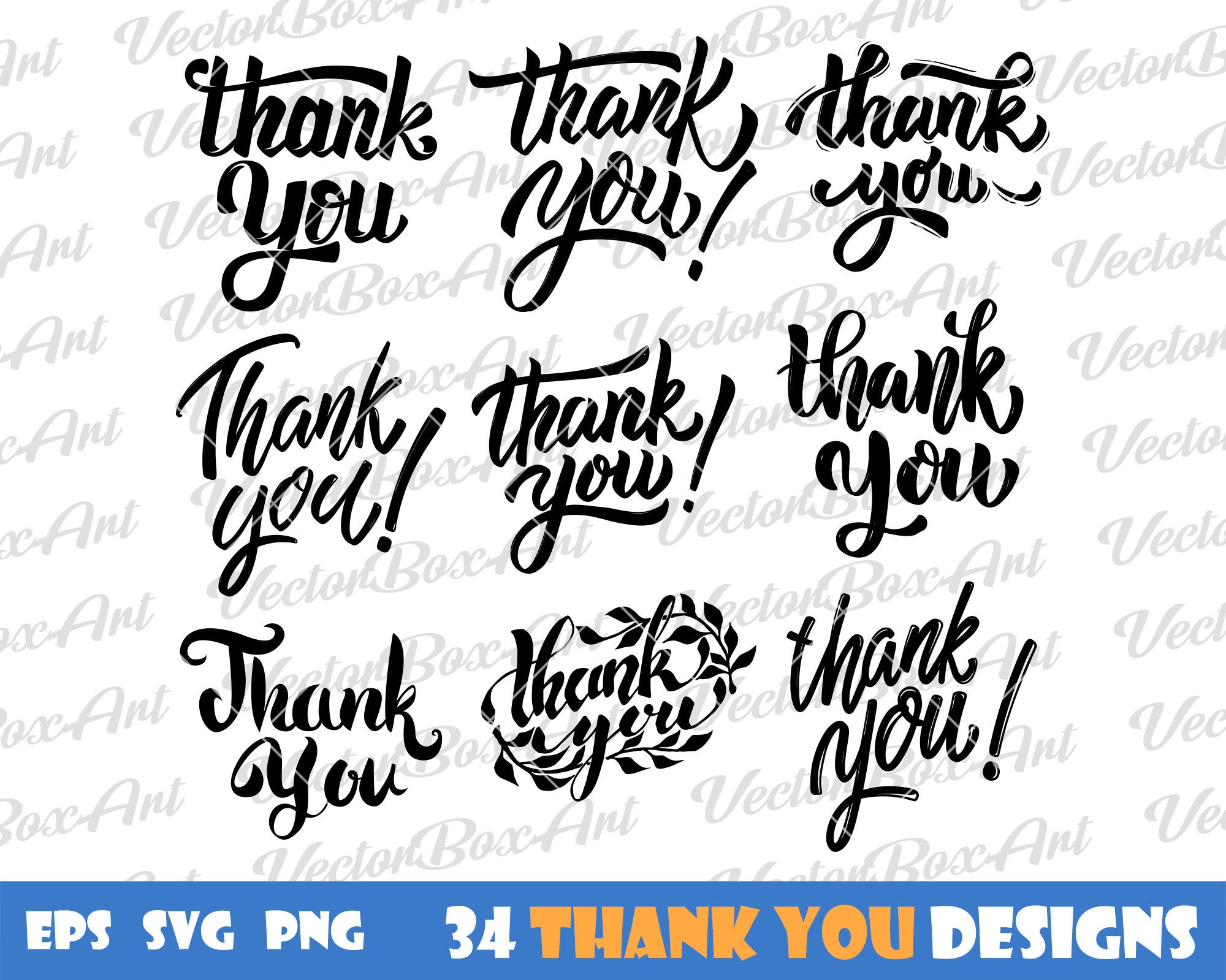 34 Thank You Lettering Bundle, Thank You Svg, Thank You Cut Files ...