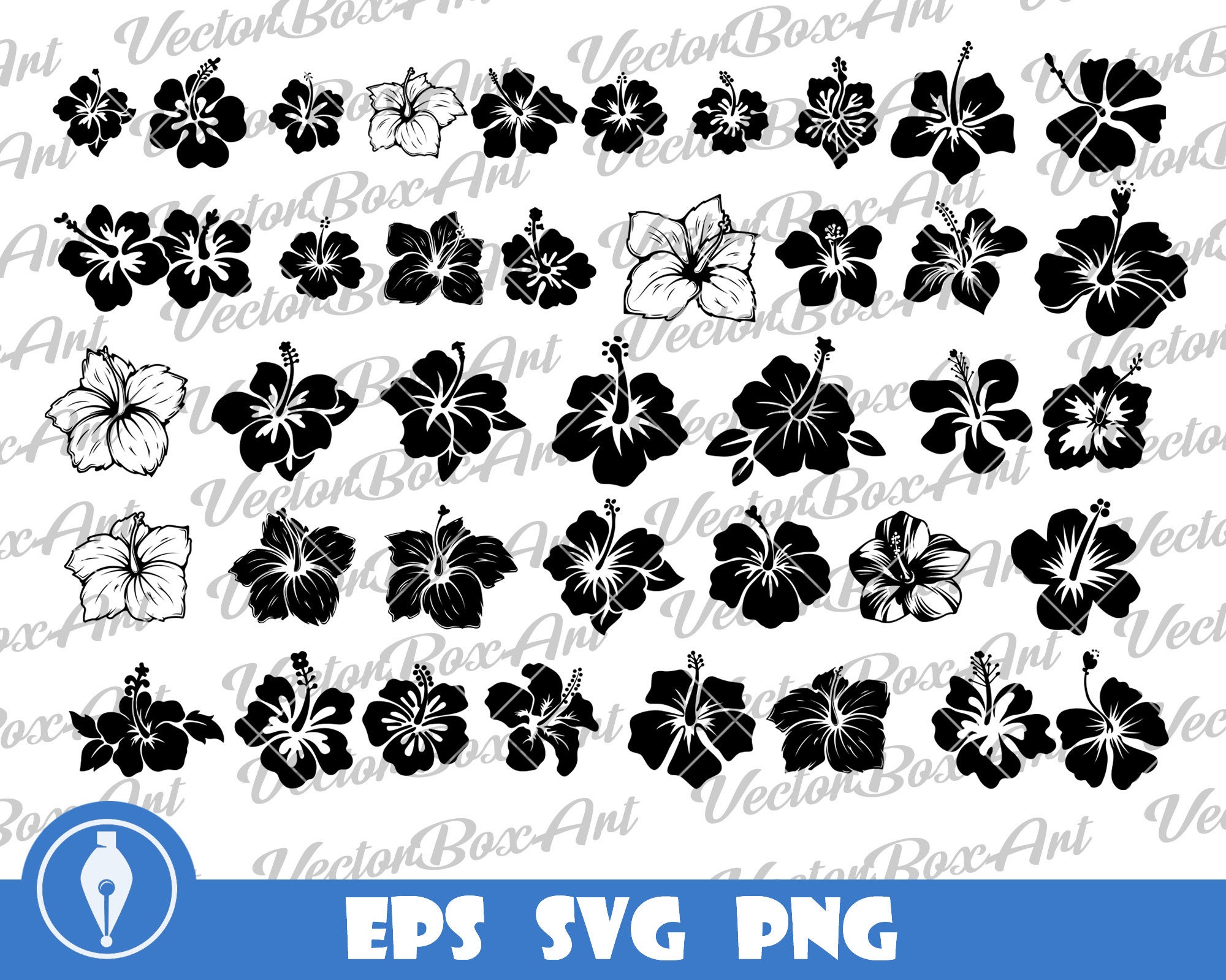 Hibiscus Clipart, Hibiscus Monogram, Hibiscus Svg, Hibiscus Svg Bundle ...