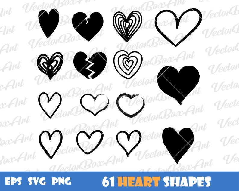 61 Heart Shapes, Heart Svg, Hand Drawn Heart Svg, Open Heart Svg ...