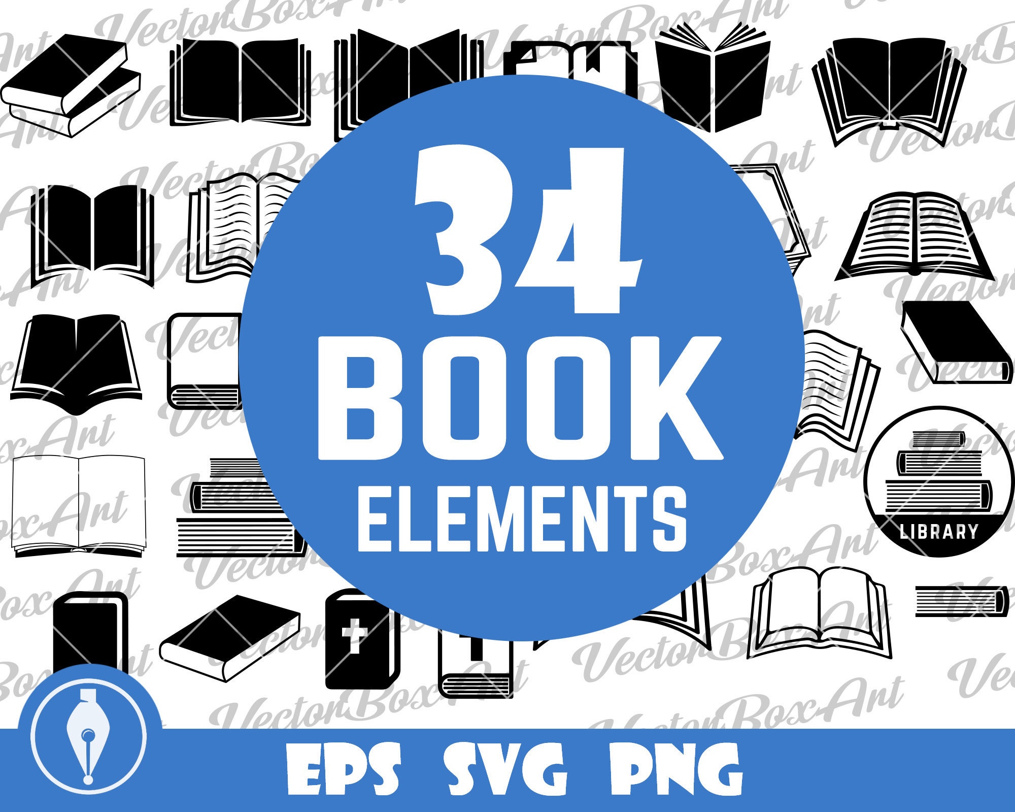 Book Clipart, Book Svg, Books Svg Bundle, Book Logo, Library Svg, Books ...
