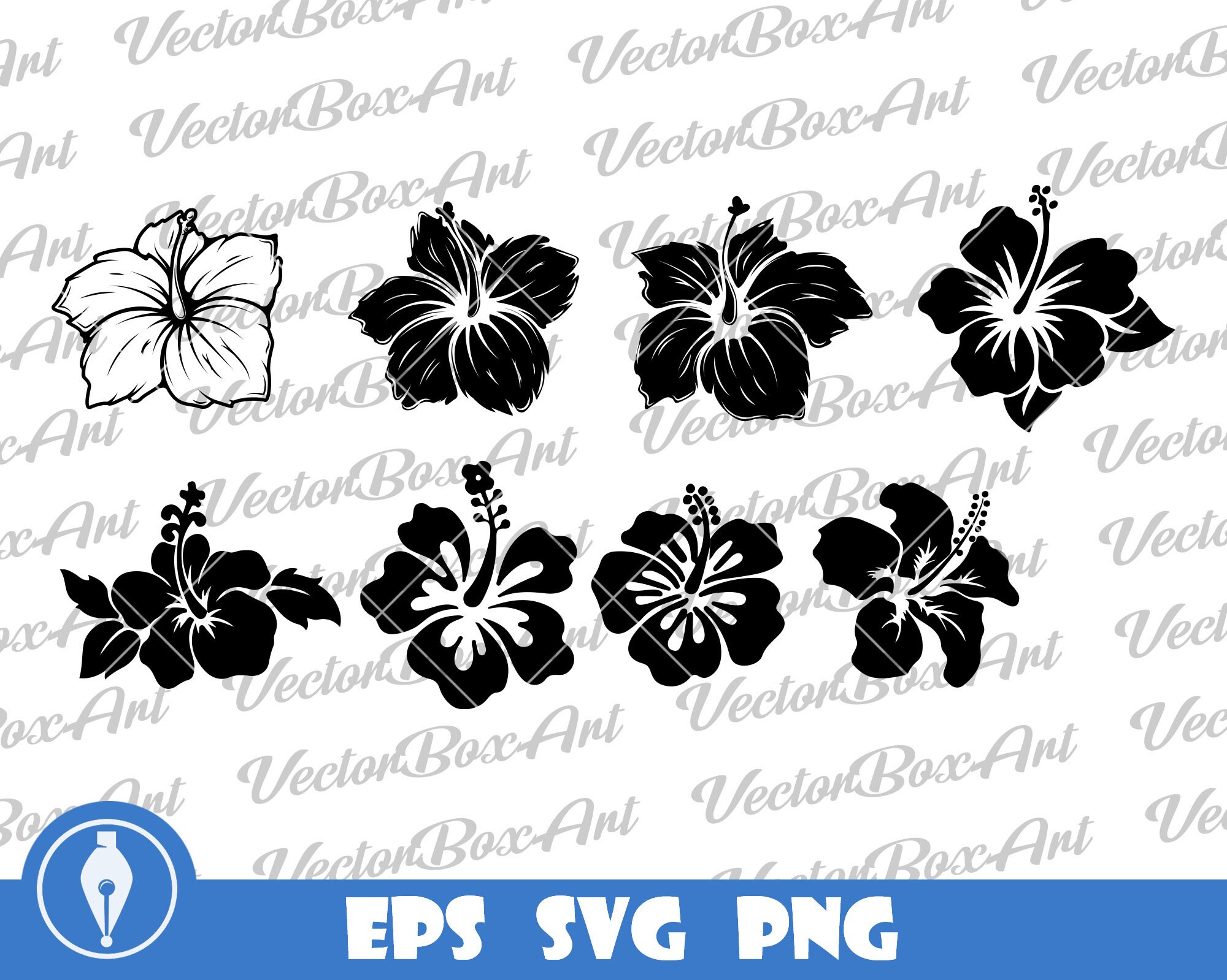 Hibiscus Clipart, Hibiscus Monogram, Hibiscus Svg, Hibiscus Svg Bundle ...
