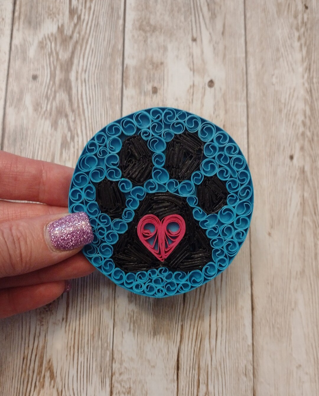 Dog Paw Magnet - Handmade Paper Quilled Art - Office or Fridge Decor ...