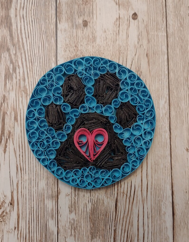 Dog Paw Magnet Handmade Paper Quilled Art Office or Fridge Decor ...