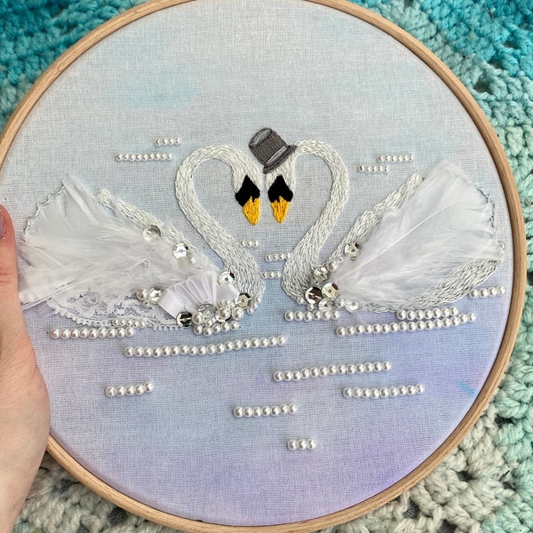 Swan Embroidery - Etsy