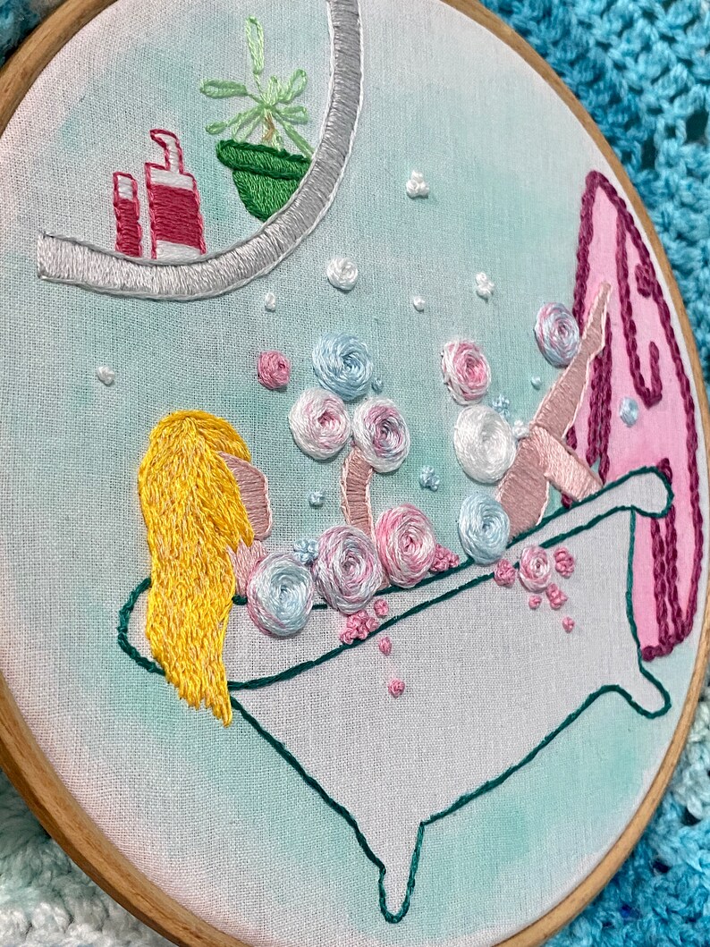 Bubble Bath, Hand Embroidery Pattern, Hand Stitching, Stitching Guide ...
