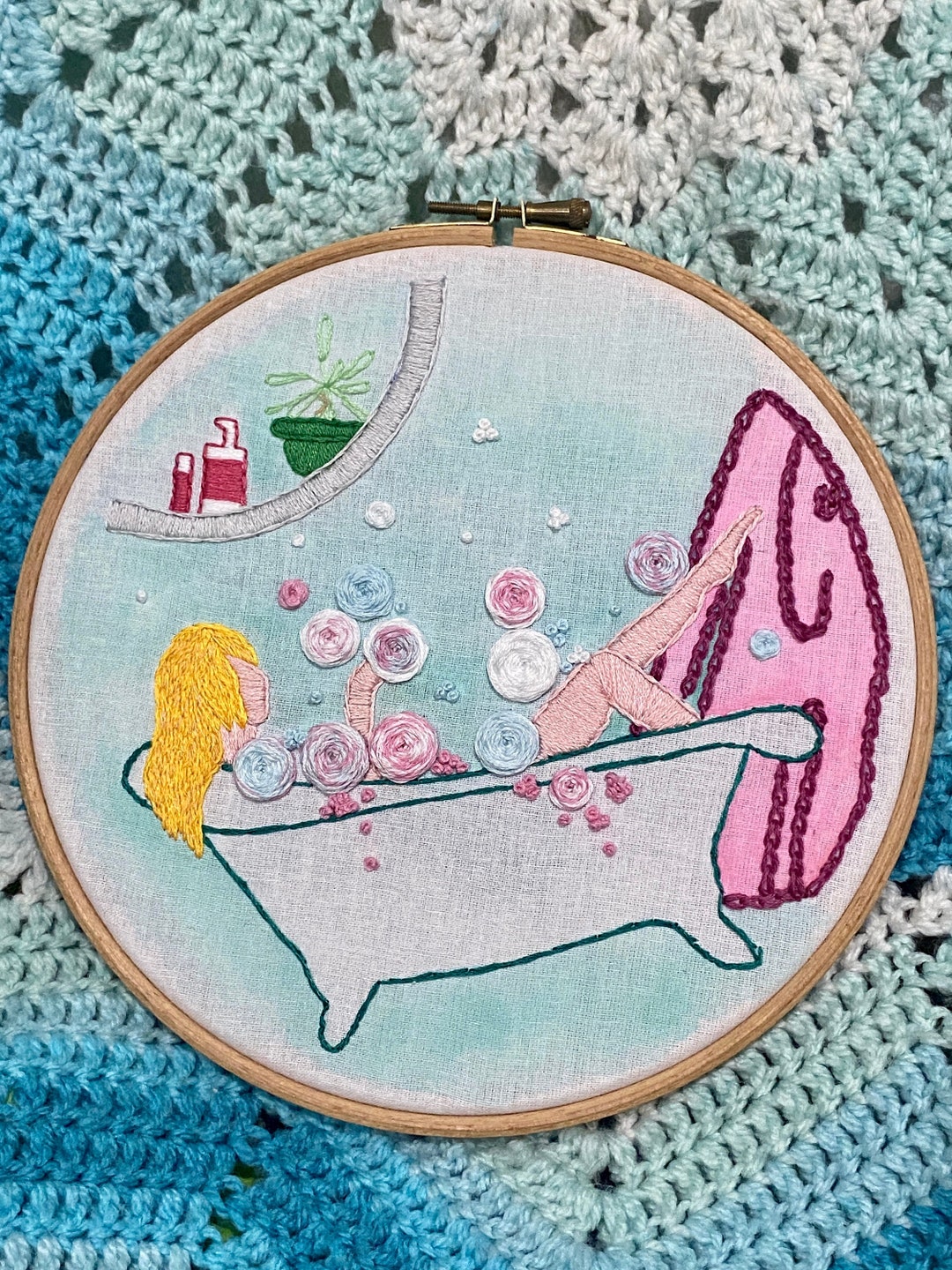 Bubble Bath, Hand Embroidery Pattern, Hand Stitching, Stitching Guide ...