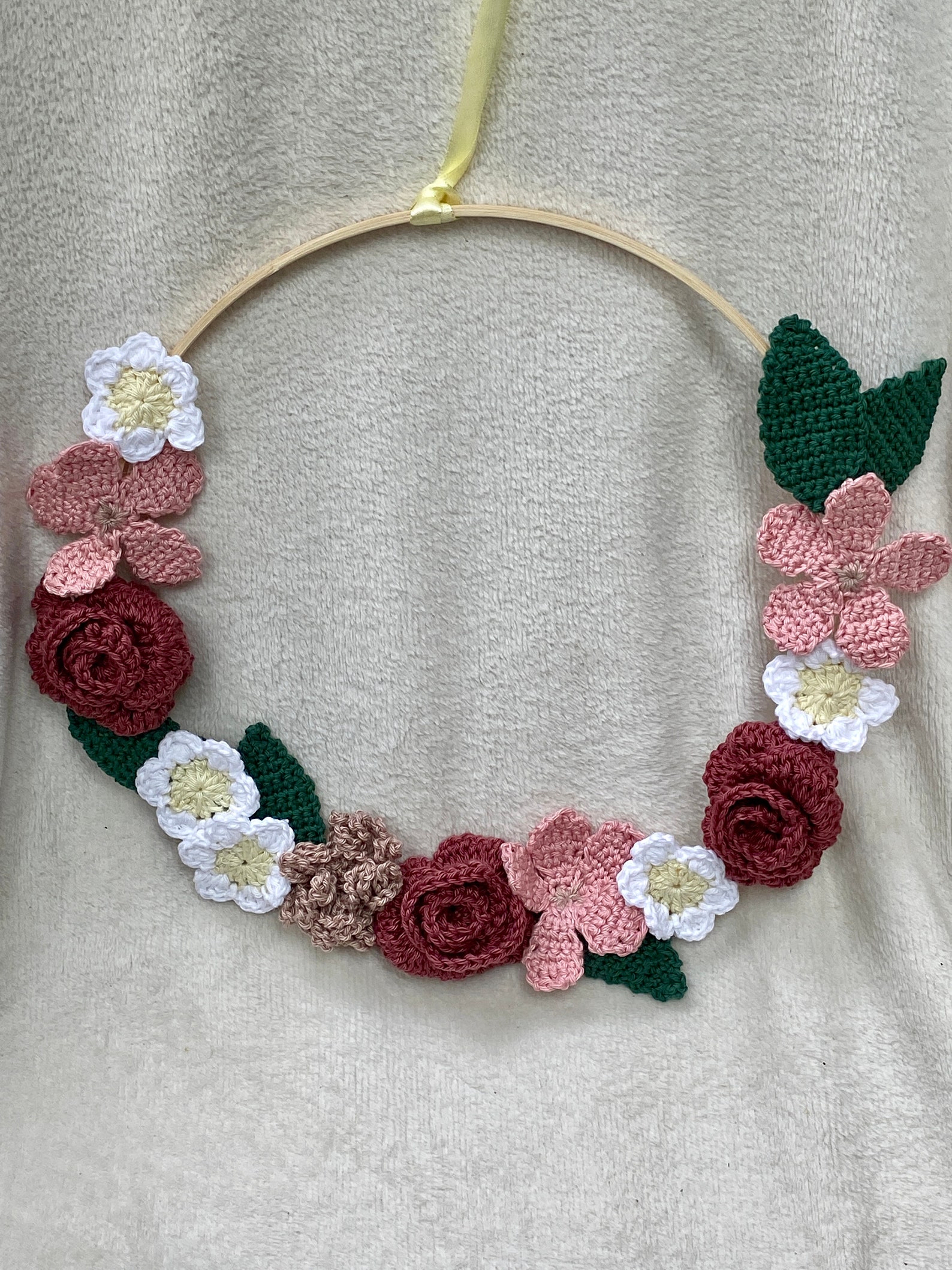 Flower Hoop Wreath, Crochet Pattern Only, Wall Hanging, Home Decor ...