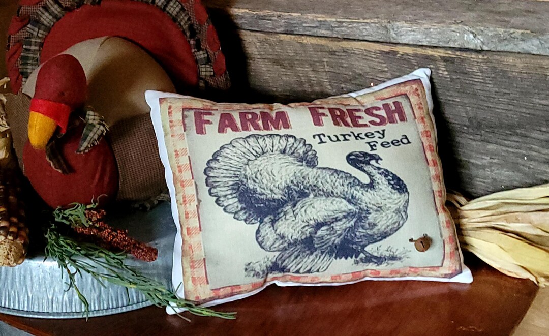 New Primitive Farmhouse Thanksgiving Turkey Vintage Grainsack Inspired ...