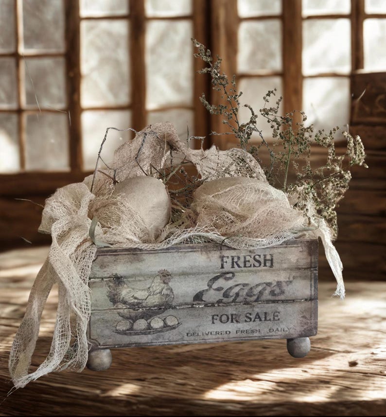 Limited Edition Primitive Egg Mini Crate With Feet – Fresh Eggs ...
