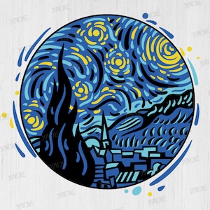 The Starry Night SVG Layered File Digital Illustration - Etsy Australia