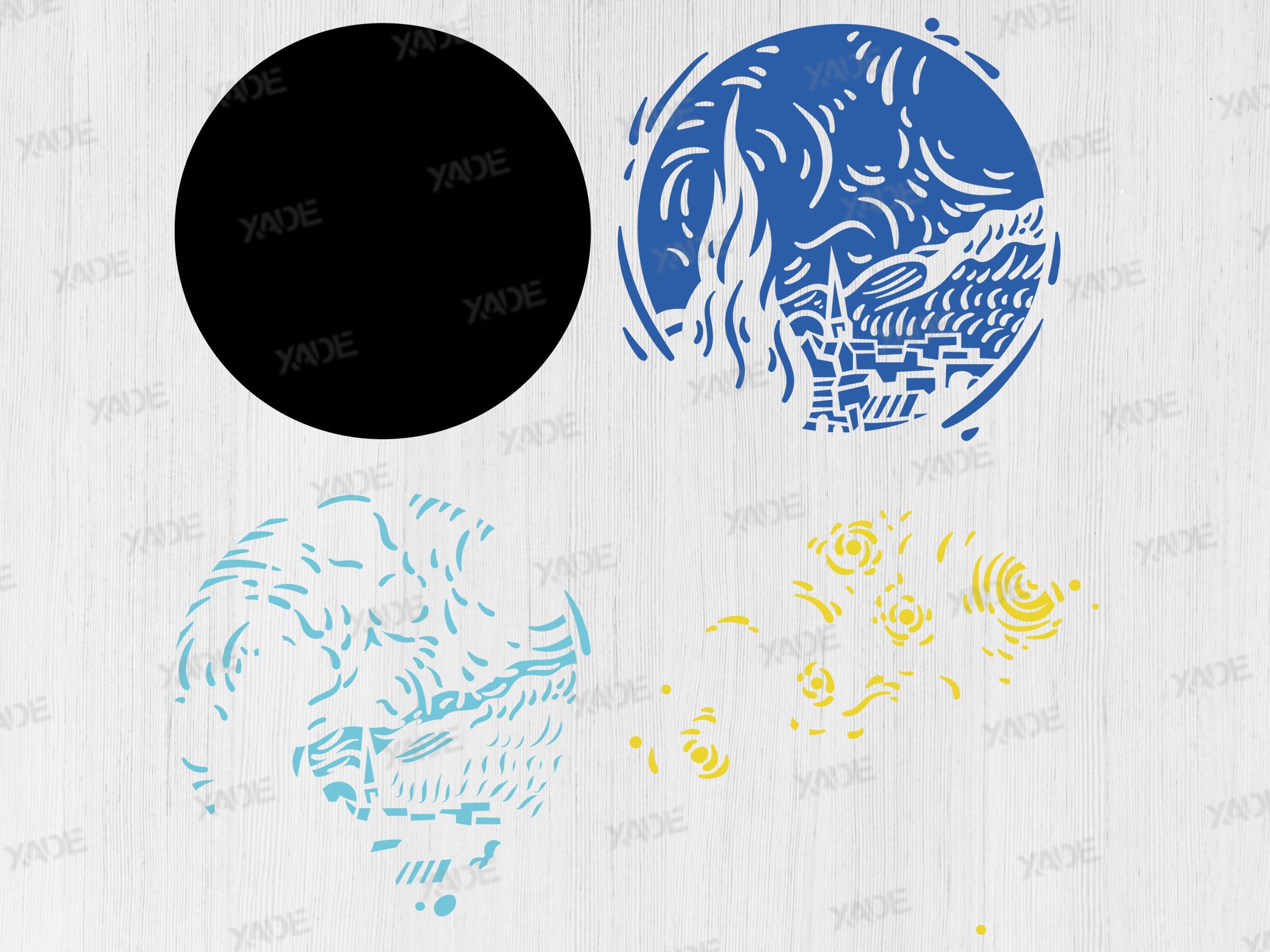 The Starry Night SVG Layered File Digital Illustration - Etsy