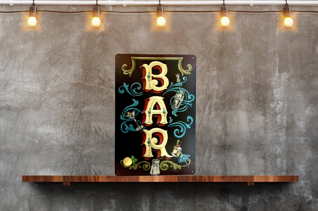 Bar Signs Hand Painted Metal Signs for Gift for Him Vintage Wall Decor ...