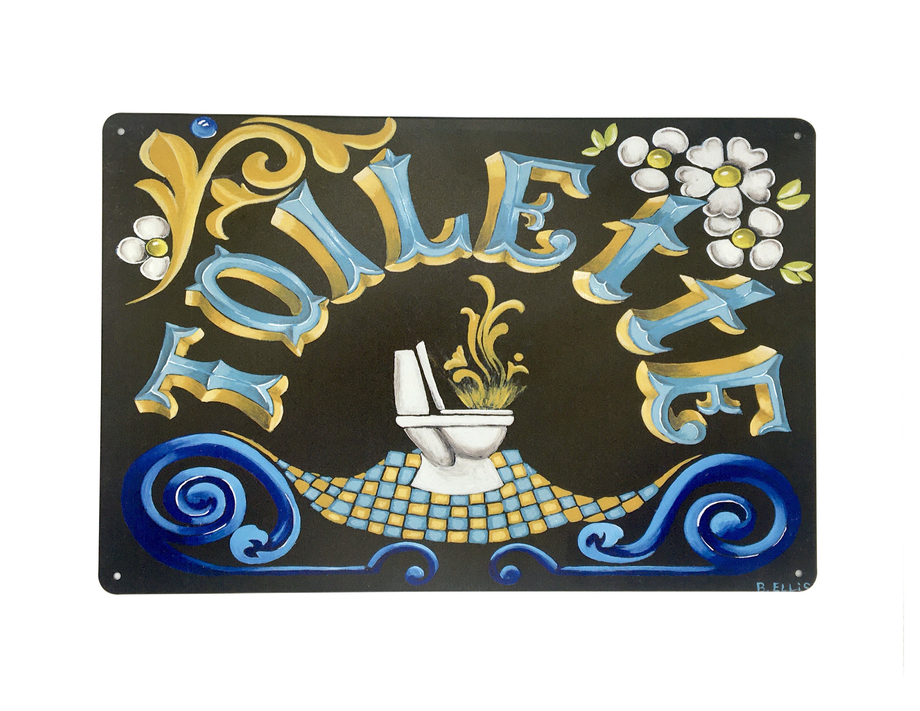 Toilet Metal Sign Hand Painting for Gift for Her Gift for Him Gift for ...