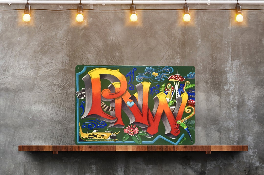 Hand-painted PNW Metal Sign: Fileteado Style Wall Decor - Etsy