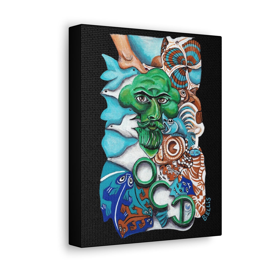 OCD Broccoli Character Art: Hand-painted Mental Health Canvas Print - Etsy