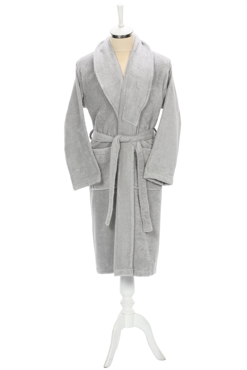 Luxury 100% Cotton Terry Towelling Shawl Collar Bathrobe Dressing Gown ...