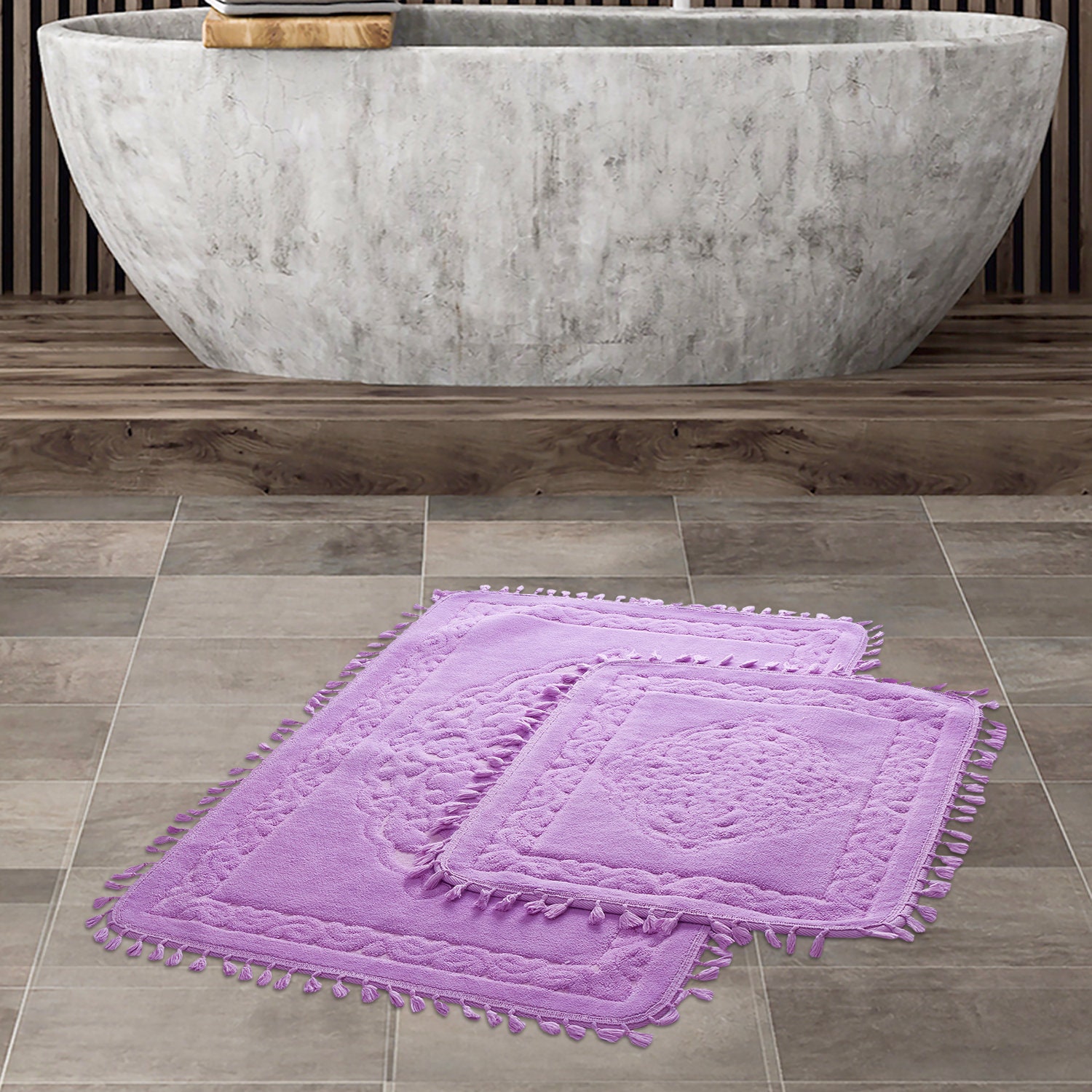 Bath Mats 100% Cotton Bathroom Mat Set of 260x100,60x50 Absorbent ...