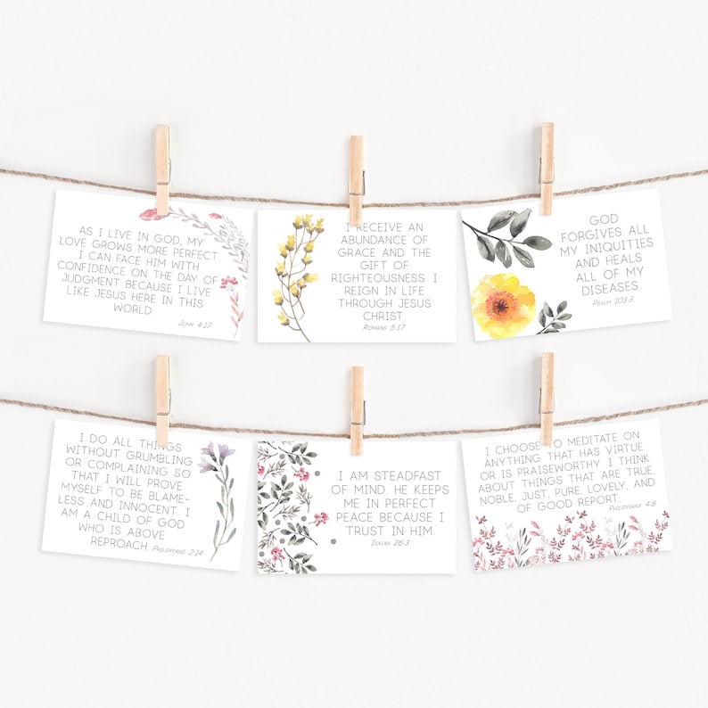 Pack of 25 Biblical Declaration Cards / Bible Verse Cards / Bible Verse ...