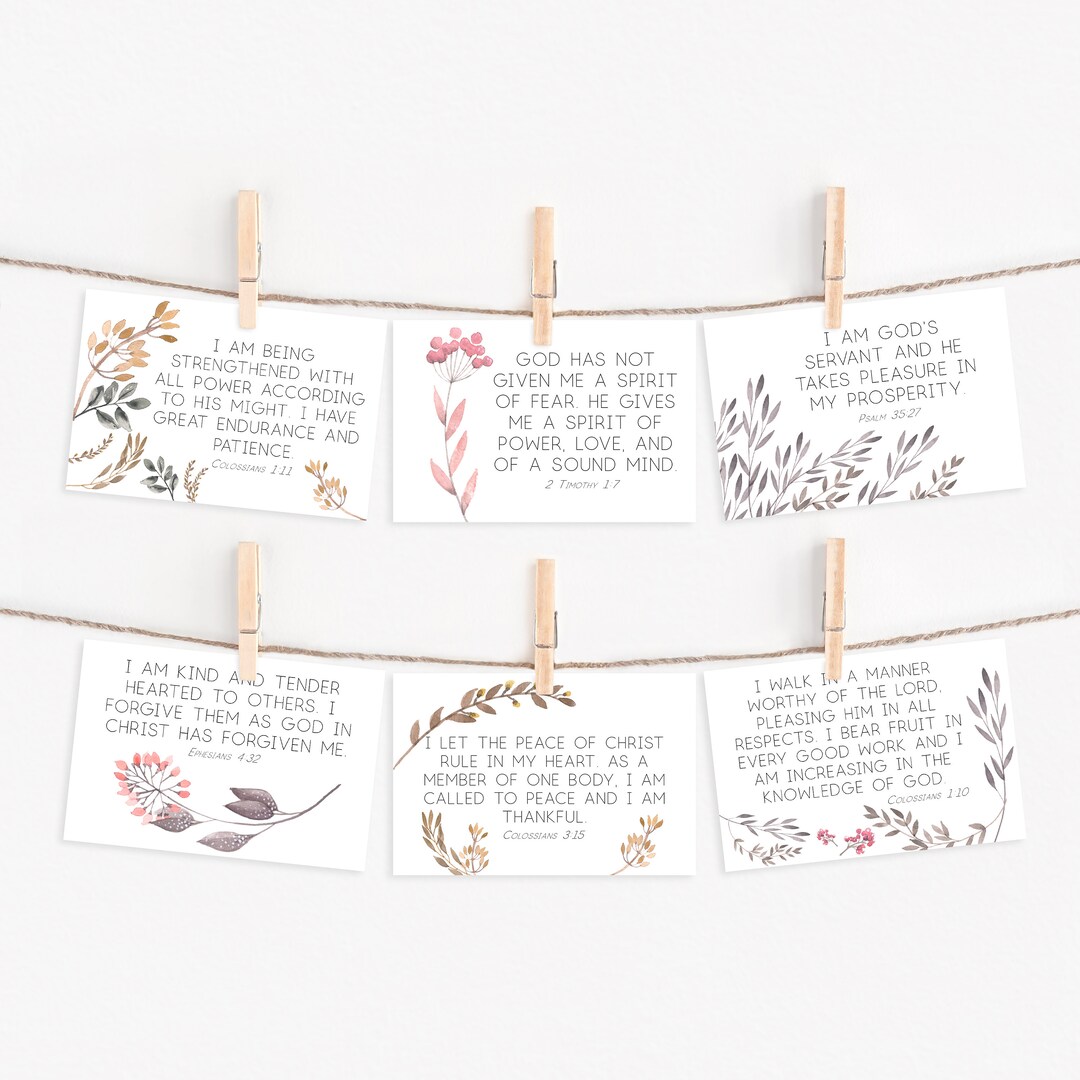 Pack of 25 Biblical Declaration Cards / Bible Verse Cards / Bible Verse ...