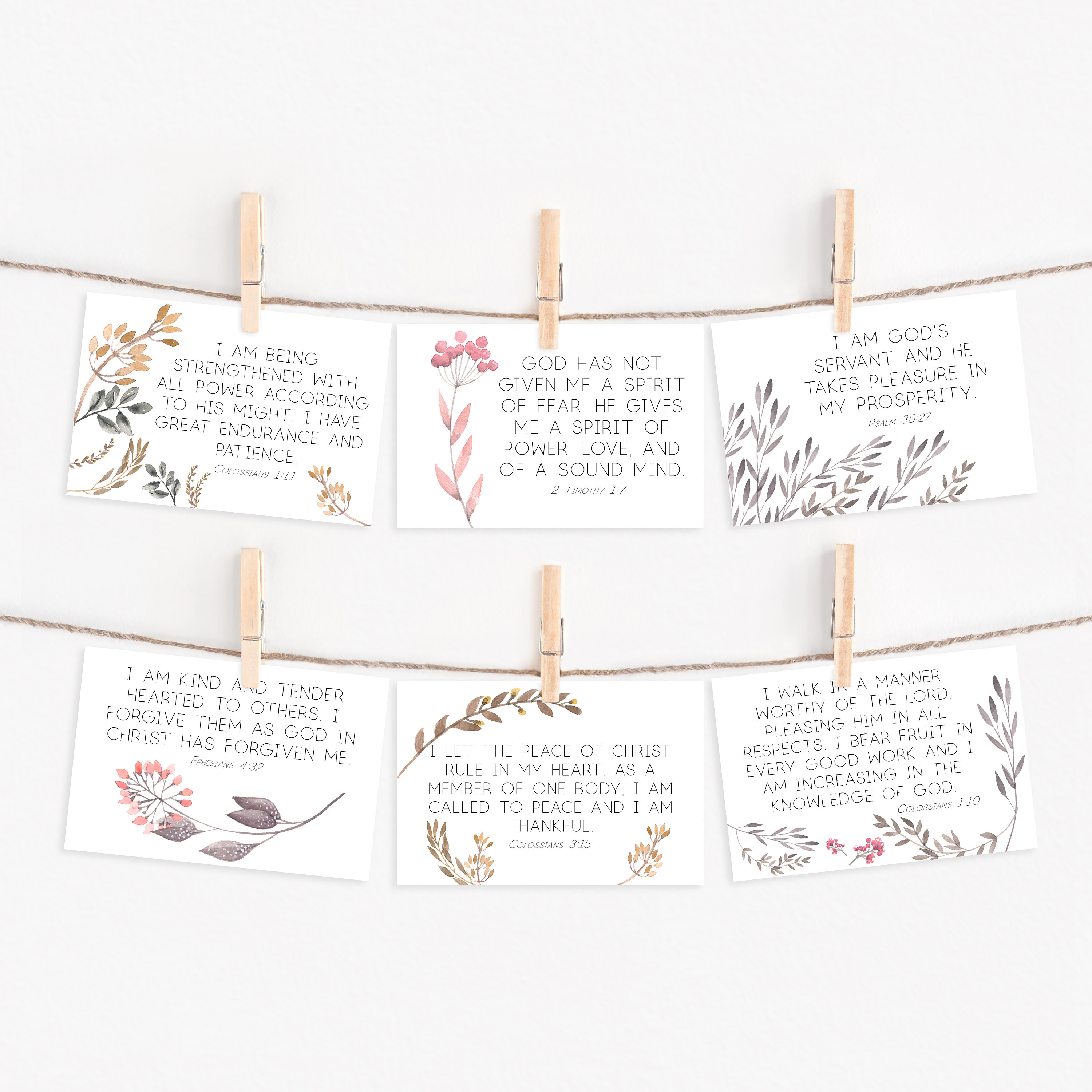Pack of 25 Biblical Declaration Cards / Bible Verse Cards / Bible Verse ...