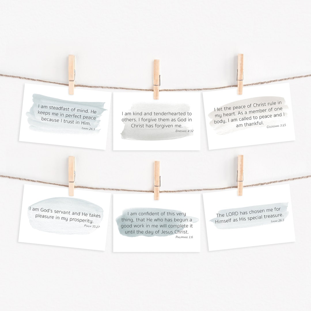 Pack of 25 Biblical Declaration Cards / Bible Verse Cards / Bible Verse ...