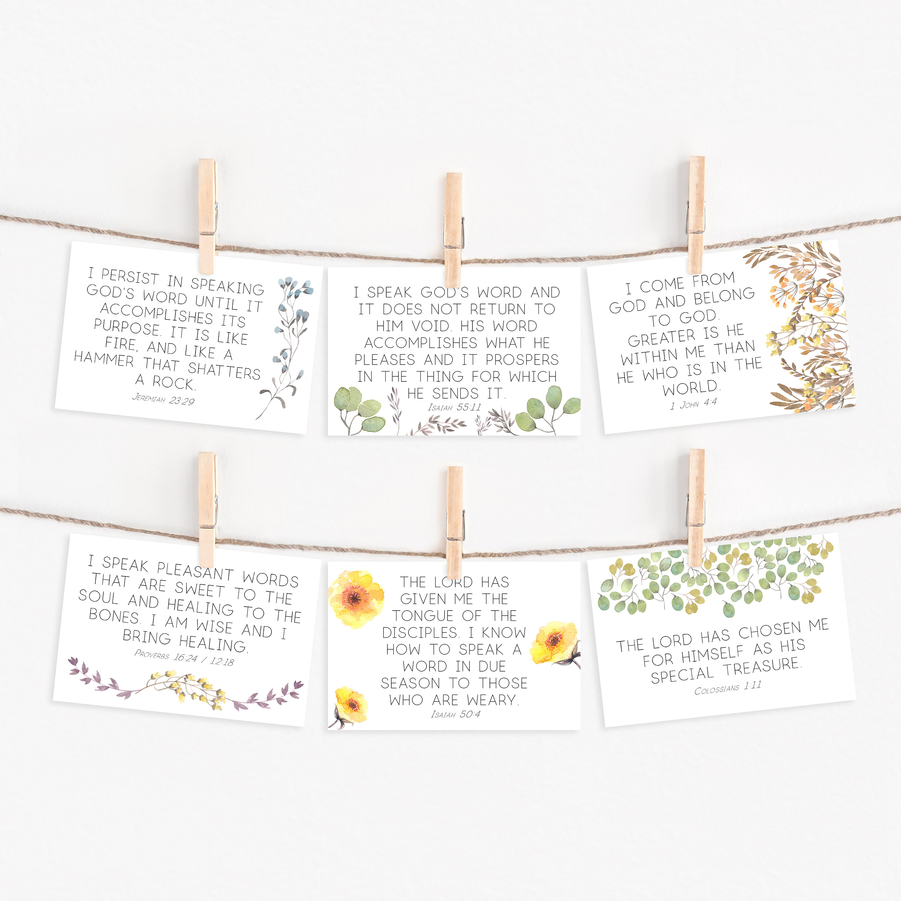 Pack of 25 Biblical Declaration Cards / Bible Verse Cards / Bible Verse ...