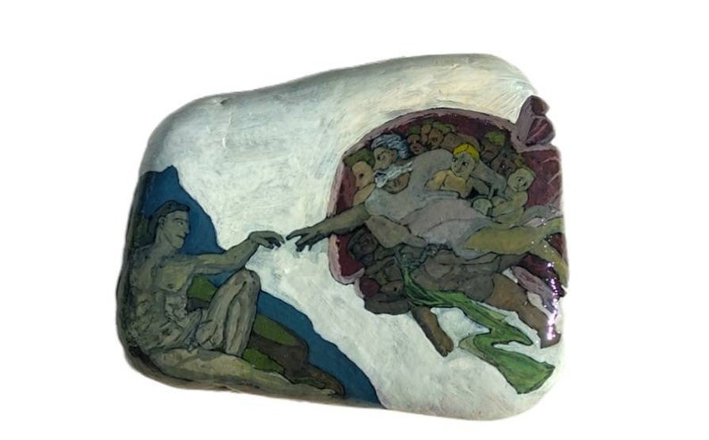 The Creation of Adam Inspired Art, Hand Painted Michelangelo's ...