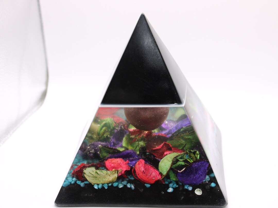 Handcrafted Large Resin Pyramid With Dried Flowers, Unique Home Decor ...